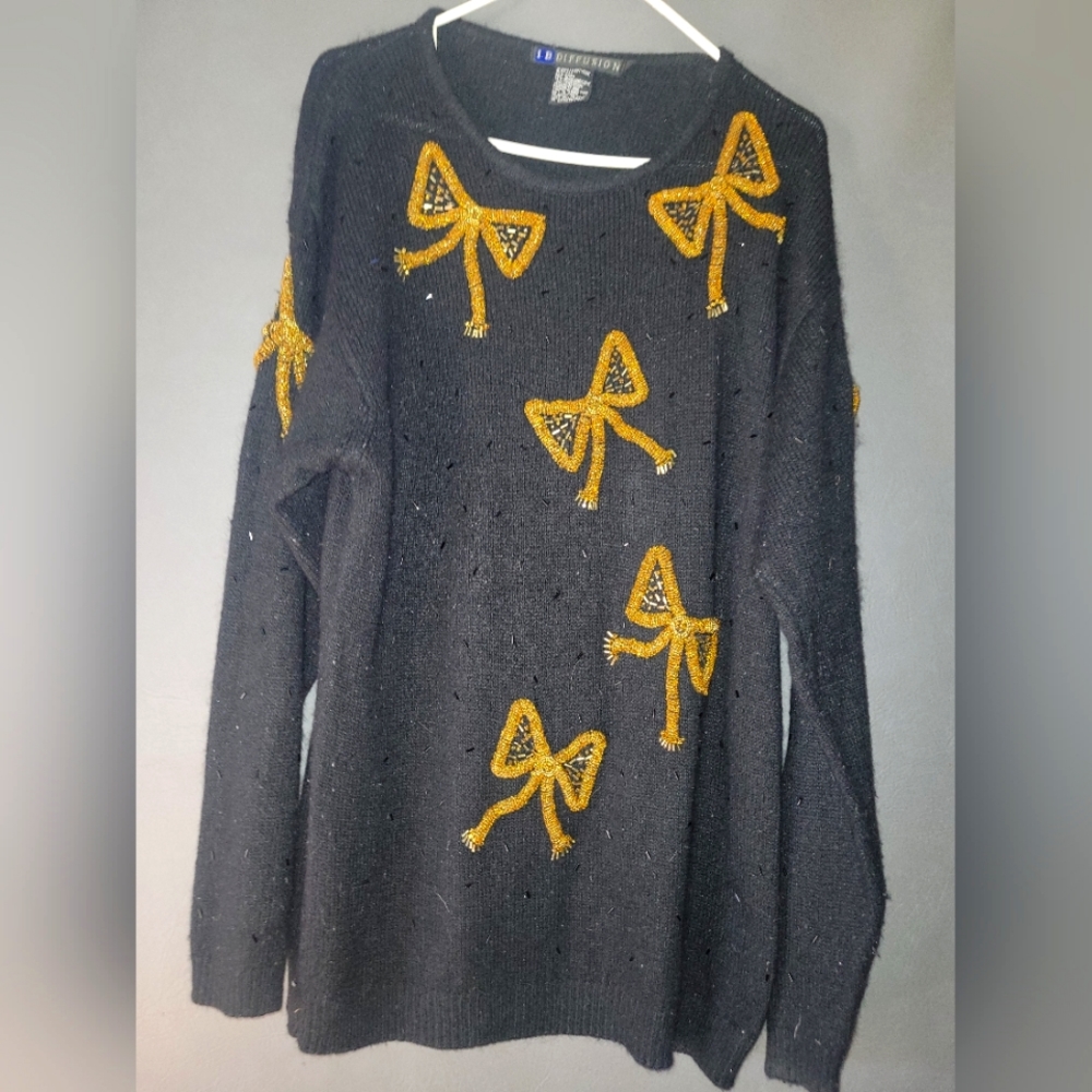 Ib Diffusion Beautiful Embellished Black Sweater Chri… - Gem